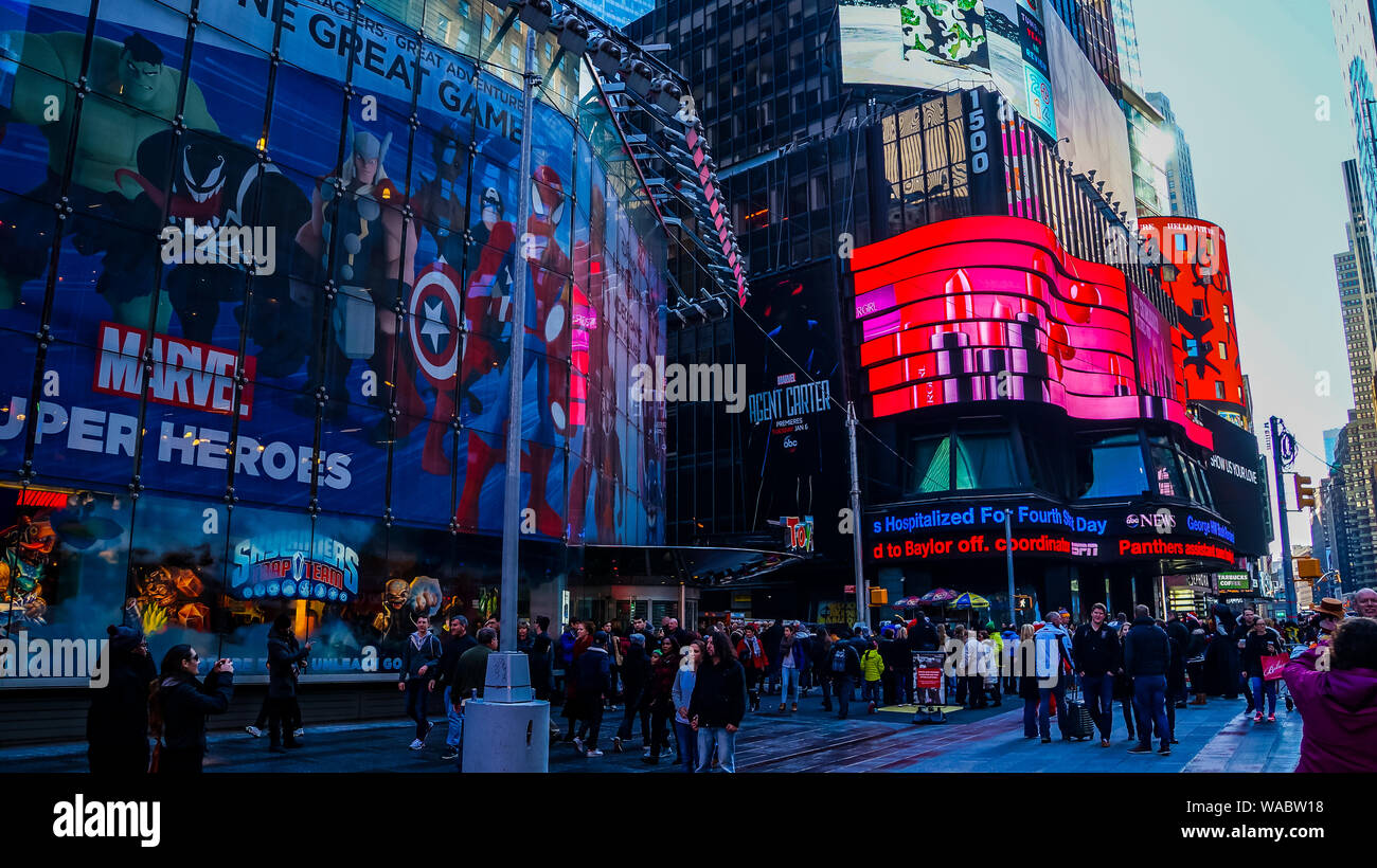 New York City, USA, December 27, 2014, Many people walking on times ...