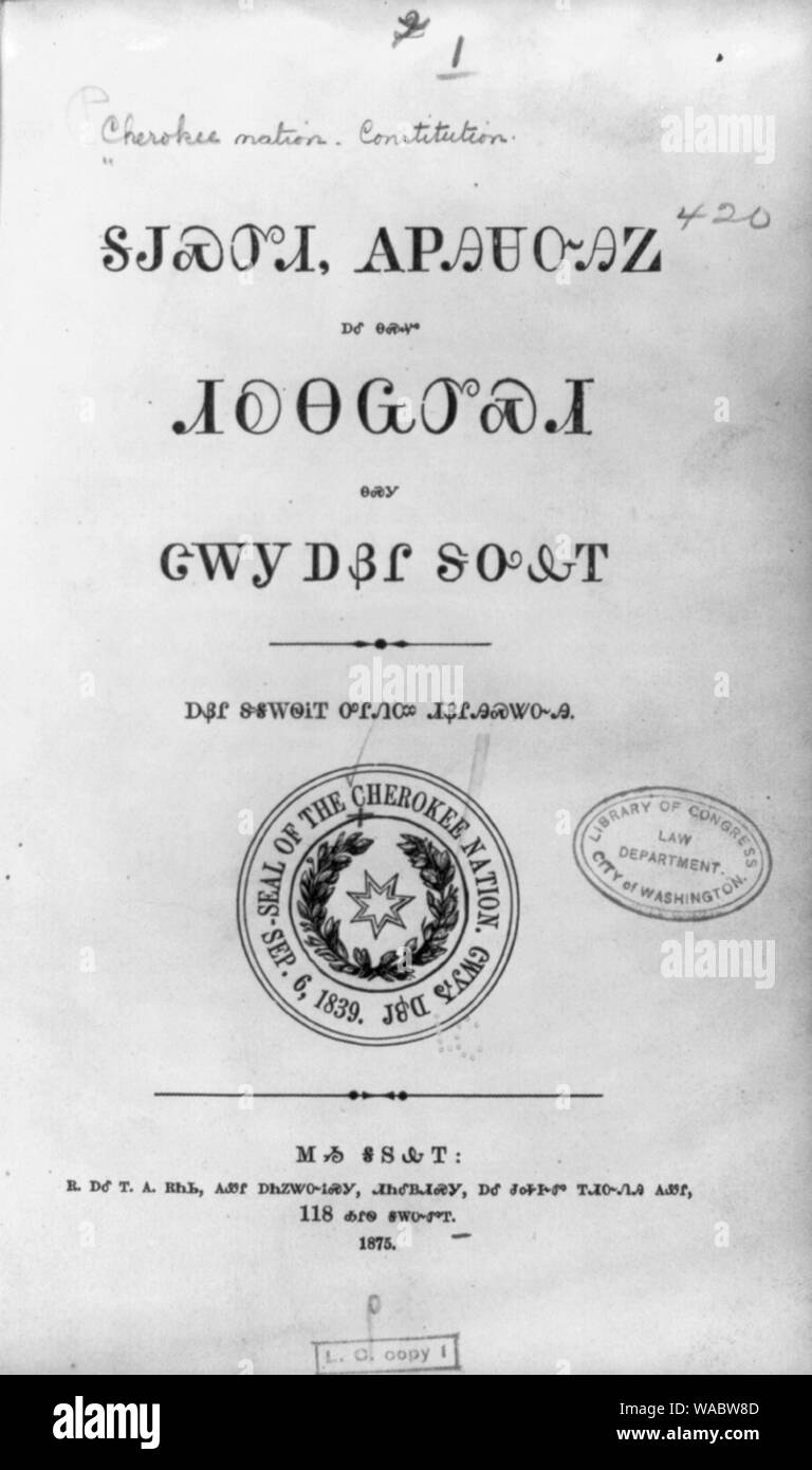 Constitution of the cherokee nation hi-res stock photography and images ...