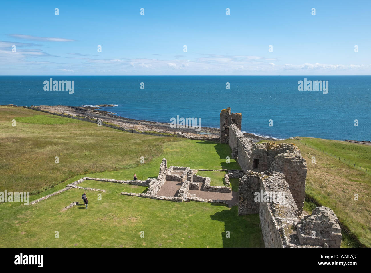 View of sea and coast from Dunstanburgh Castle near Alnwick on the ...
