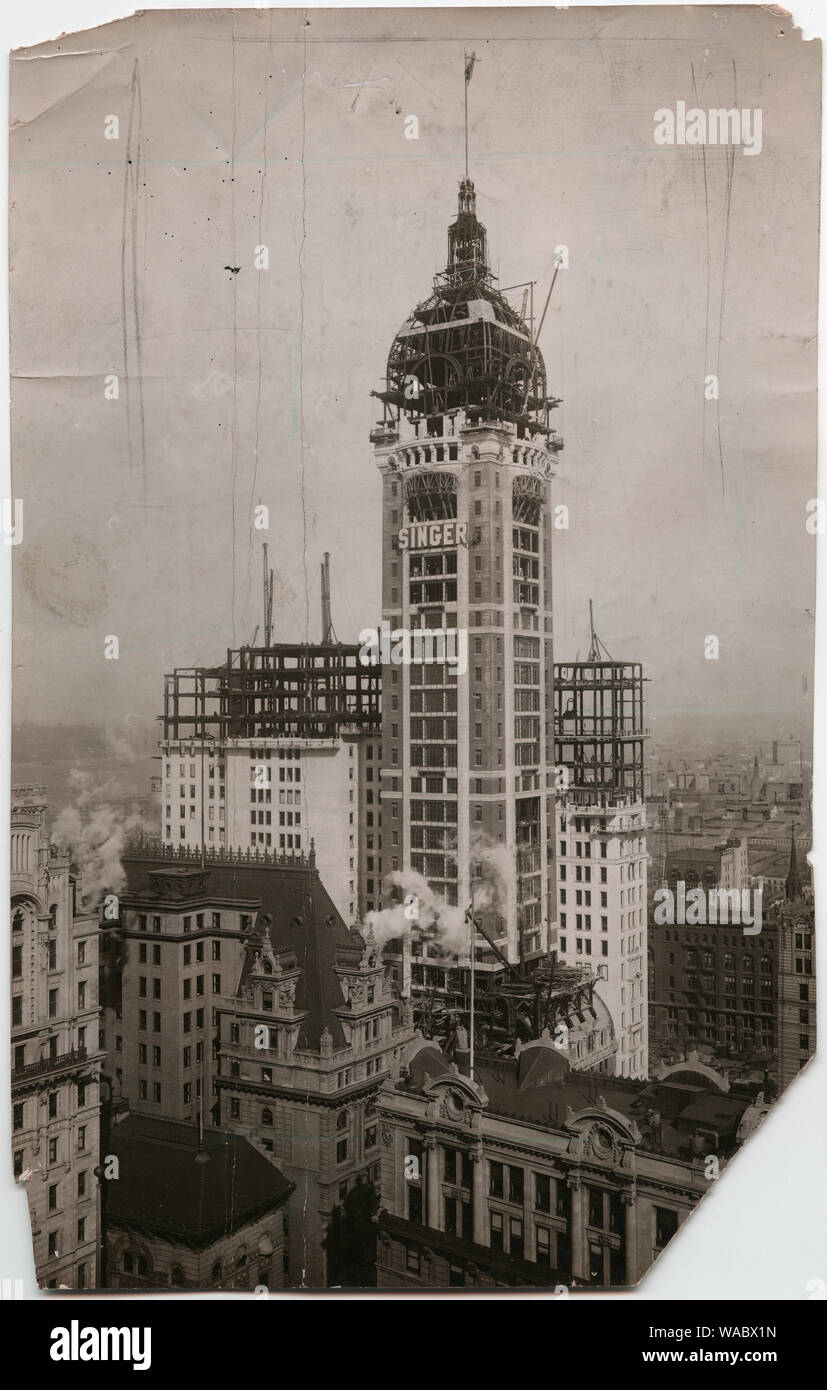 Construction of the Singer Building Stock Photo - Alamy