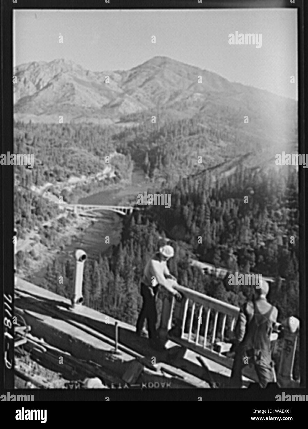 Construction work on Pit River bridge. Shasta County, California Stock ...