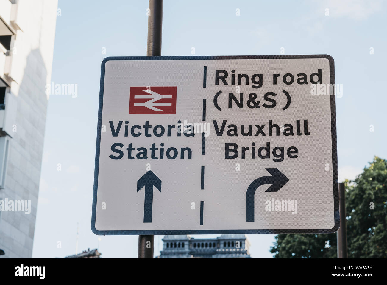 London, UK - July 15, 2019: Directional road sign to Ring Road ...