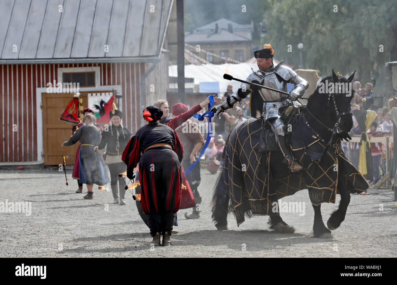 Hameenlinna Finland 08/17/2019 Medieval festival with craftsman ...