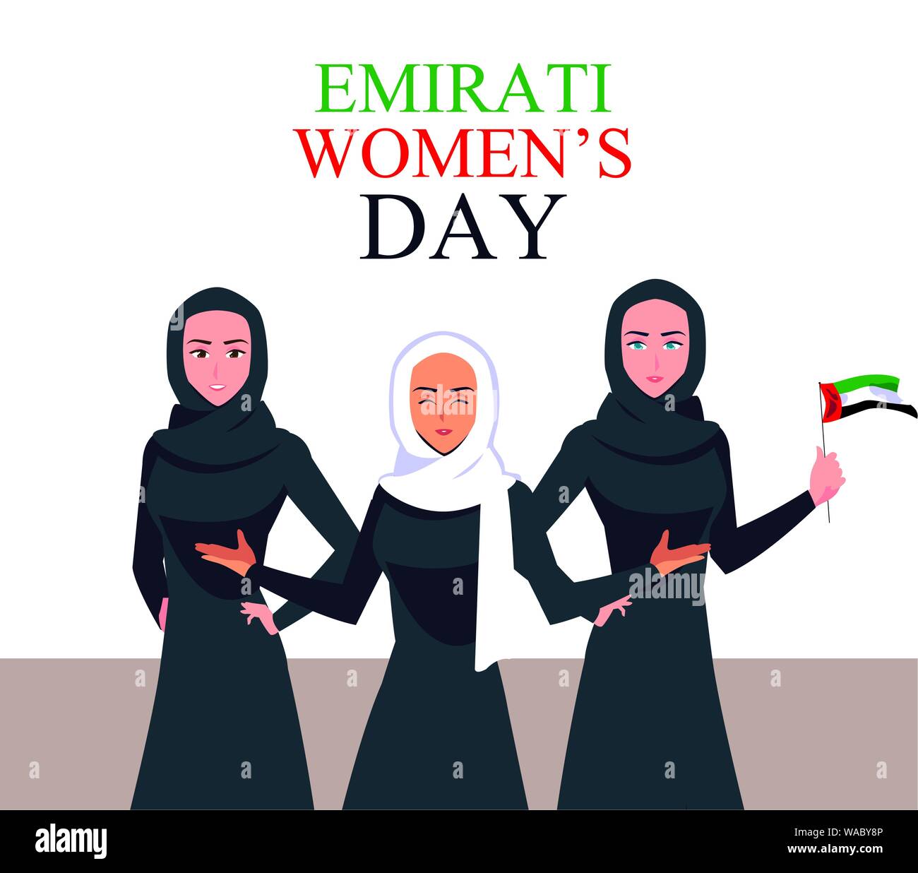 emirati women day poster with females group vector illustration design ...