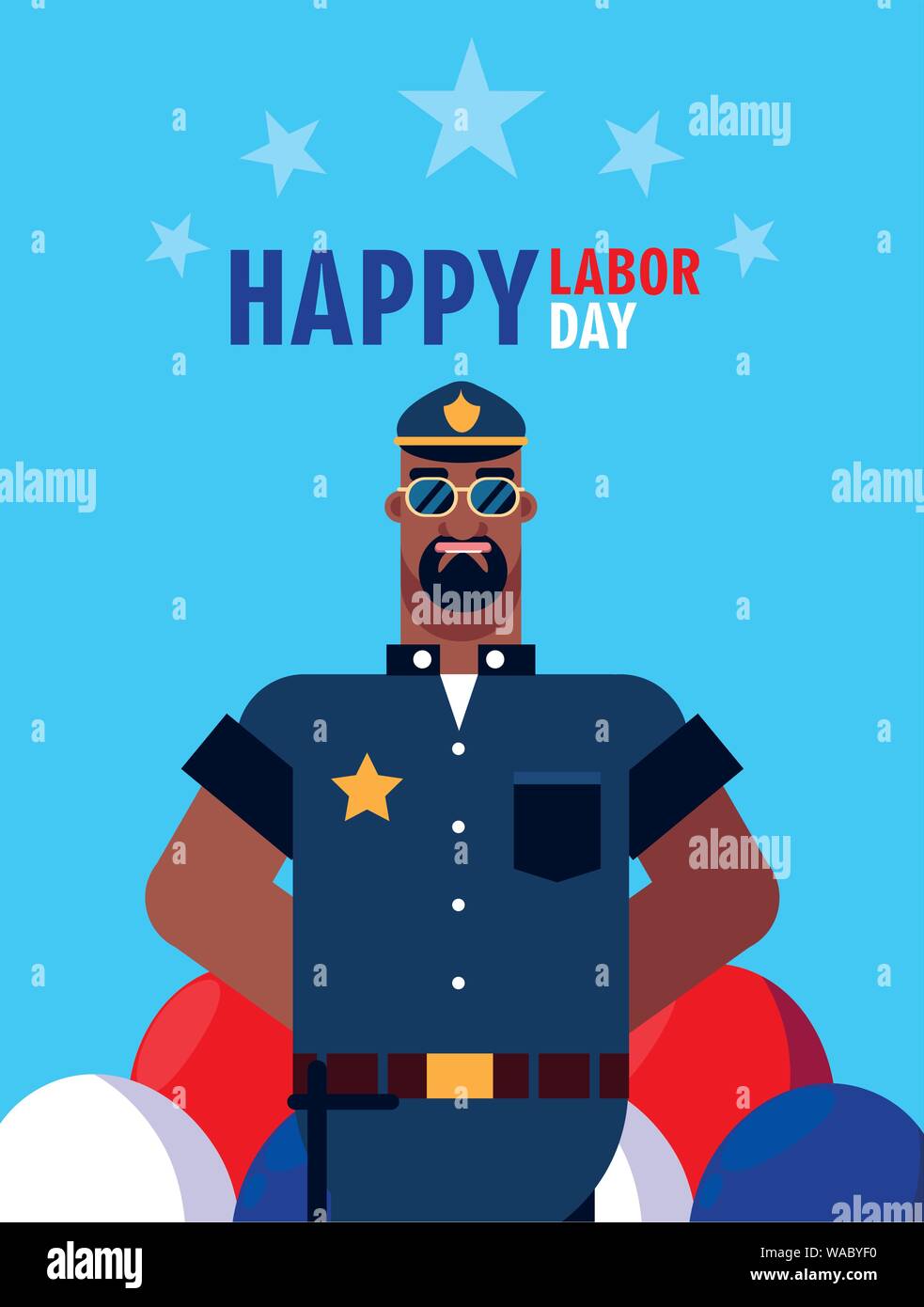 labor day label with police officer vector illustration design Stock ...