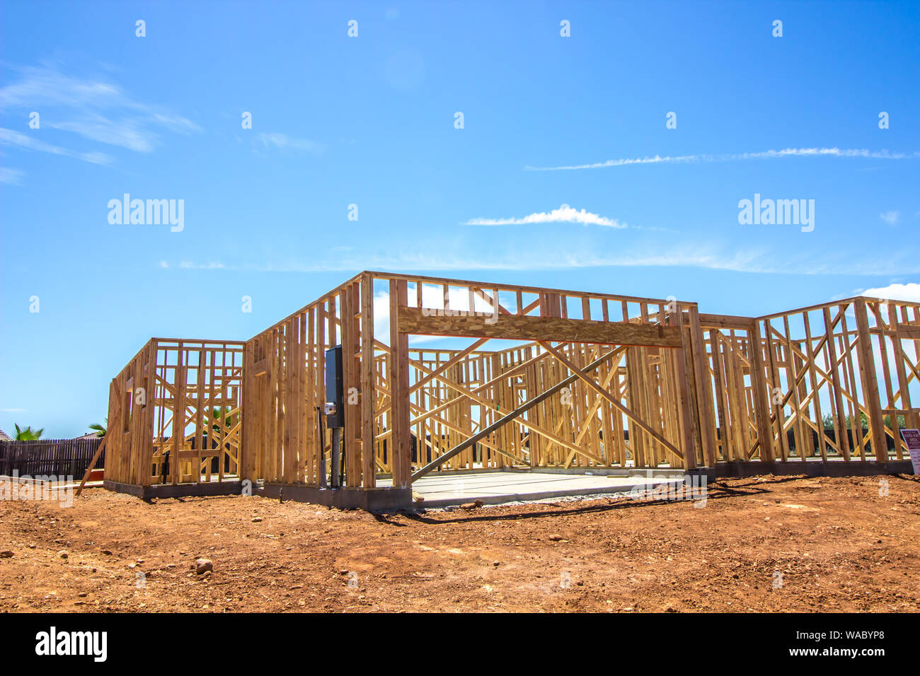 Wood Framing Of New Home Construction Stock Photo - Alamy