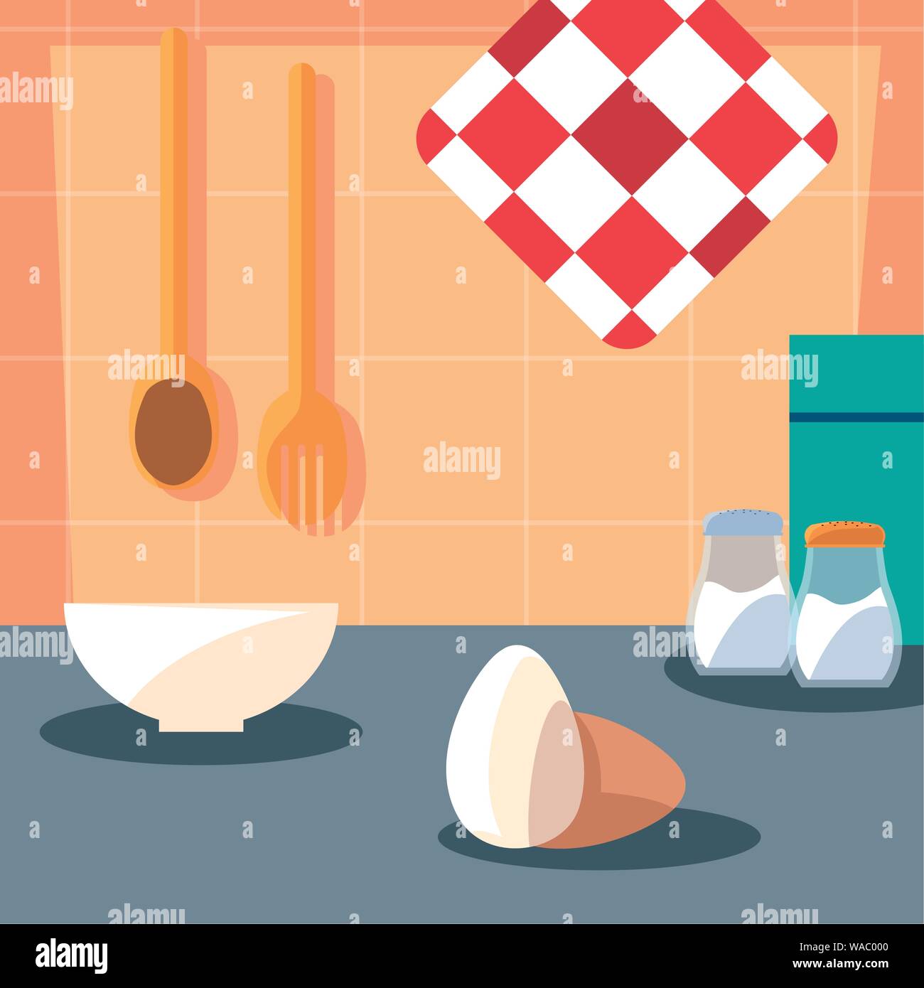 pastry ingredients with dish kitchen scene vector illustration Stock ...