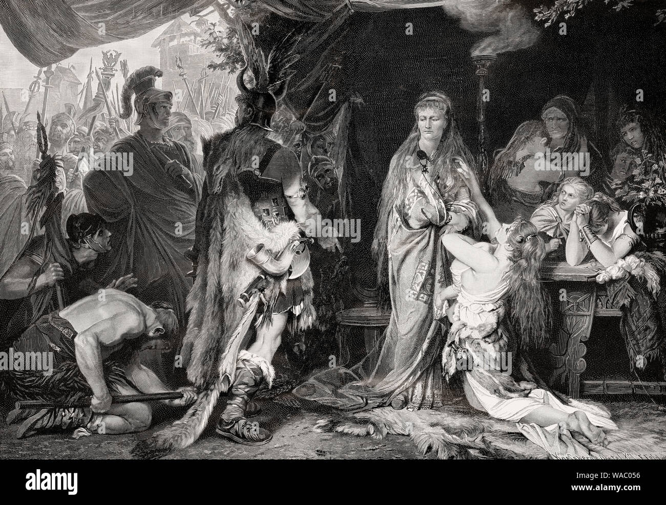 Thusnelda, the wife of Arminius, is handed over to Germanicus Stock ...