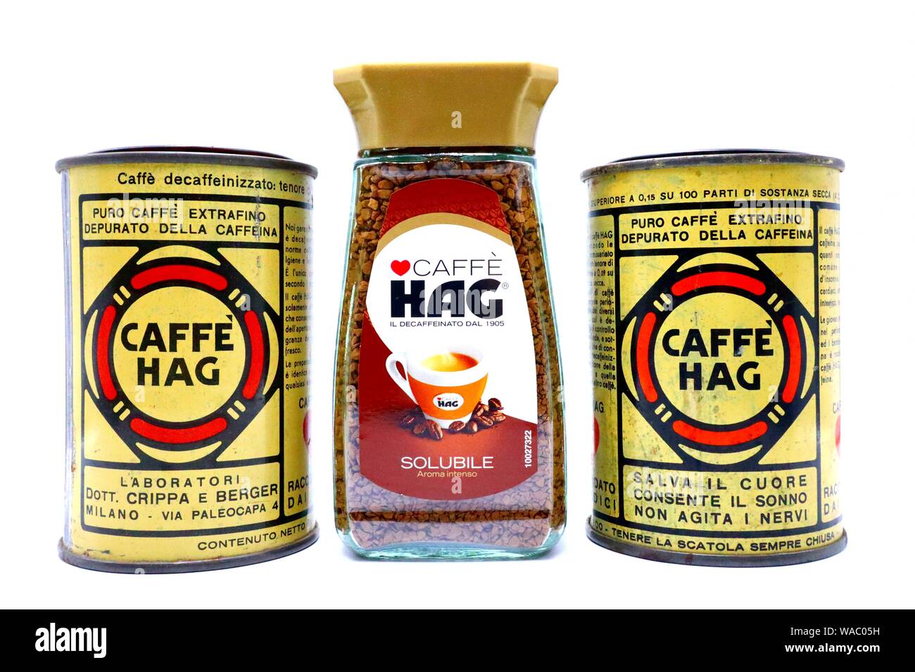 HAG Coffee, Vintage Tin Can and current Jar. HAG is a brand of Jacobs ...