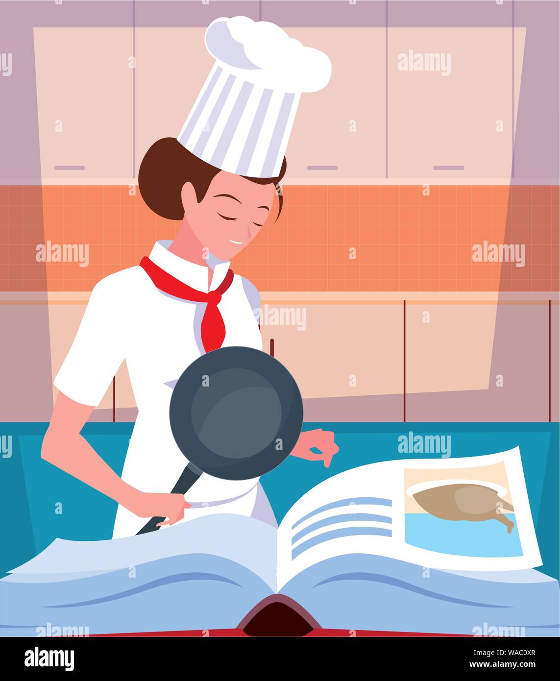Lady with recipe book Stock Vector Images - Alamy
