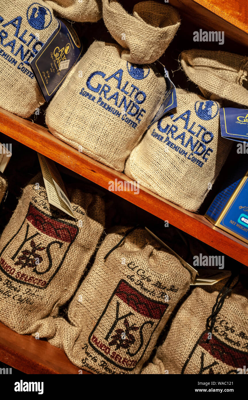 Puerto Rican coffee packages, Old San Juan, Puerto Rico Stock Photo - Alamy