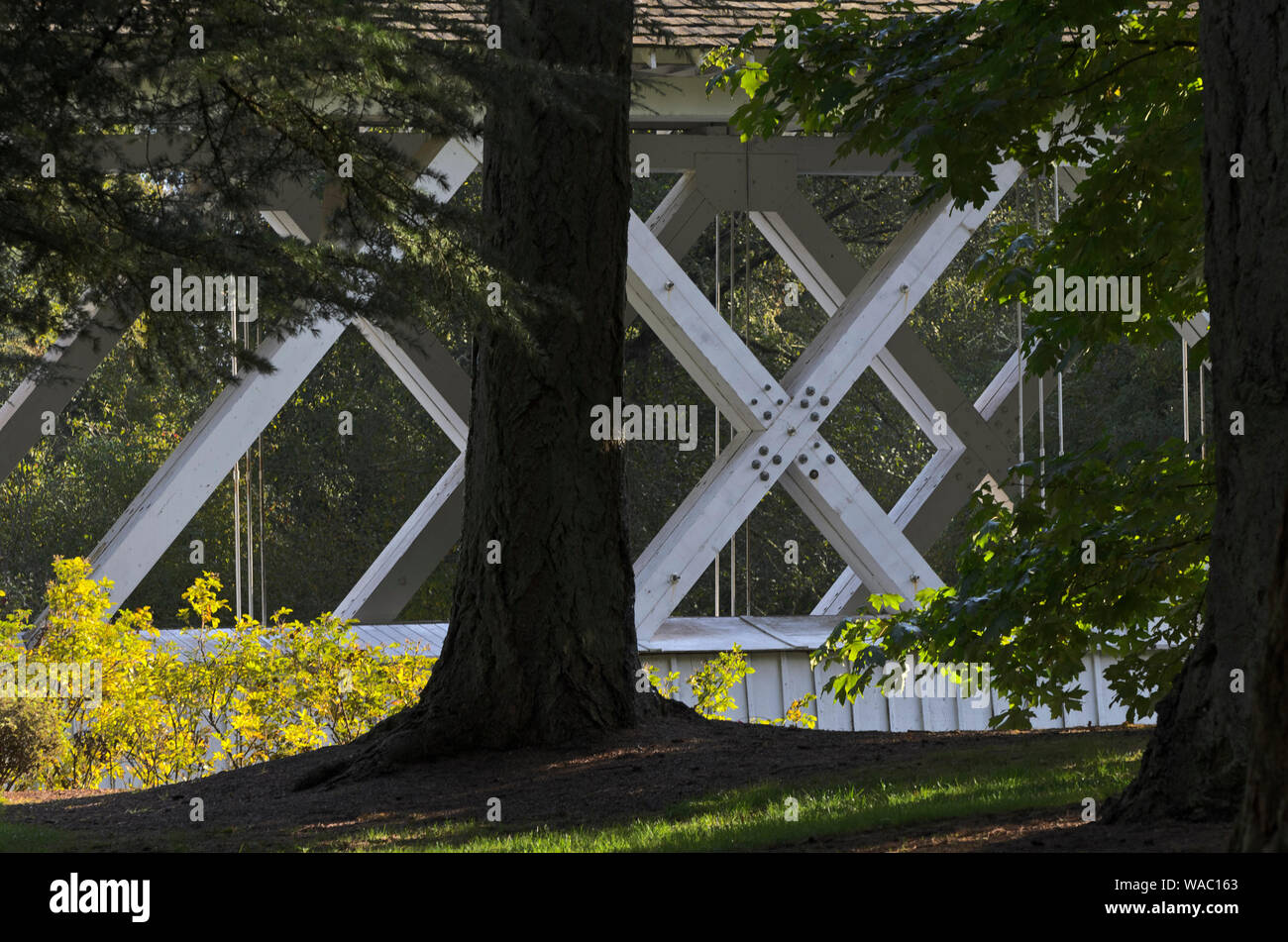 Stayton-Jordon Covered Bridge in Pioneer Park, Stayton, Oregon.. Open ...
