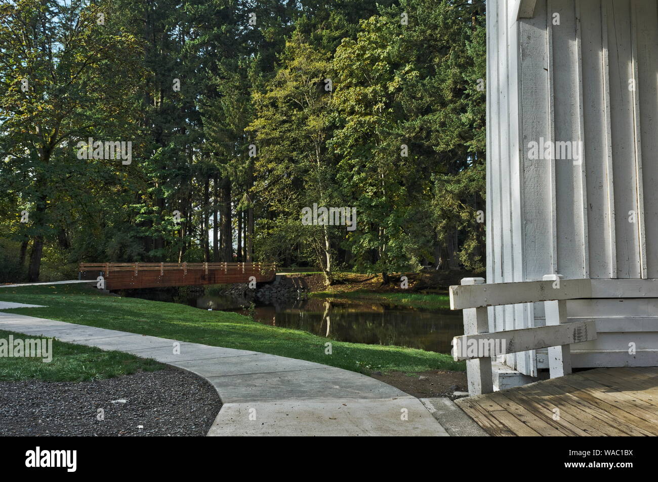 Stayton-Jordon Covered Bridge in Pioneer Park, Stayton, Oregon.. Open ...