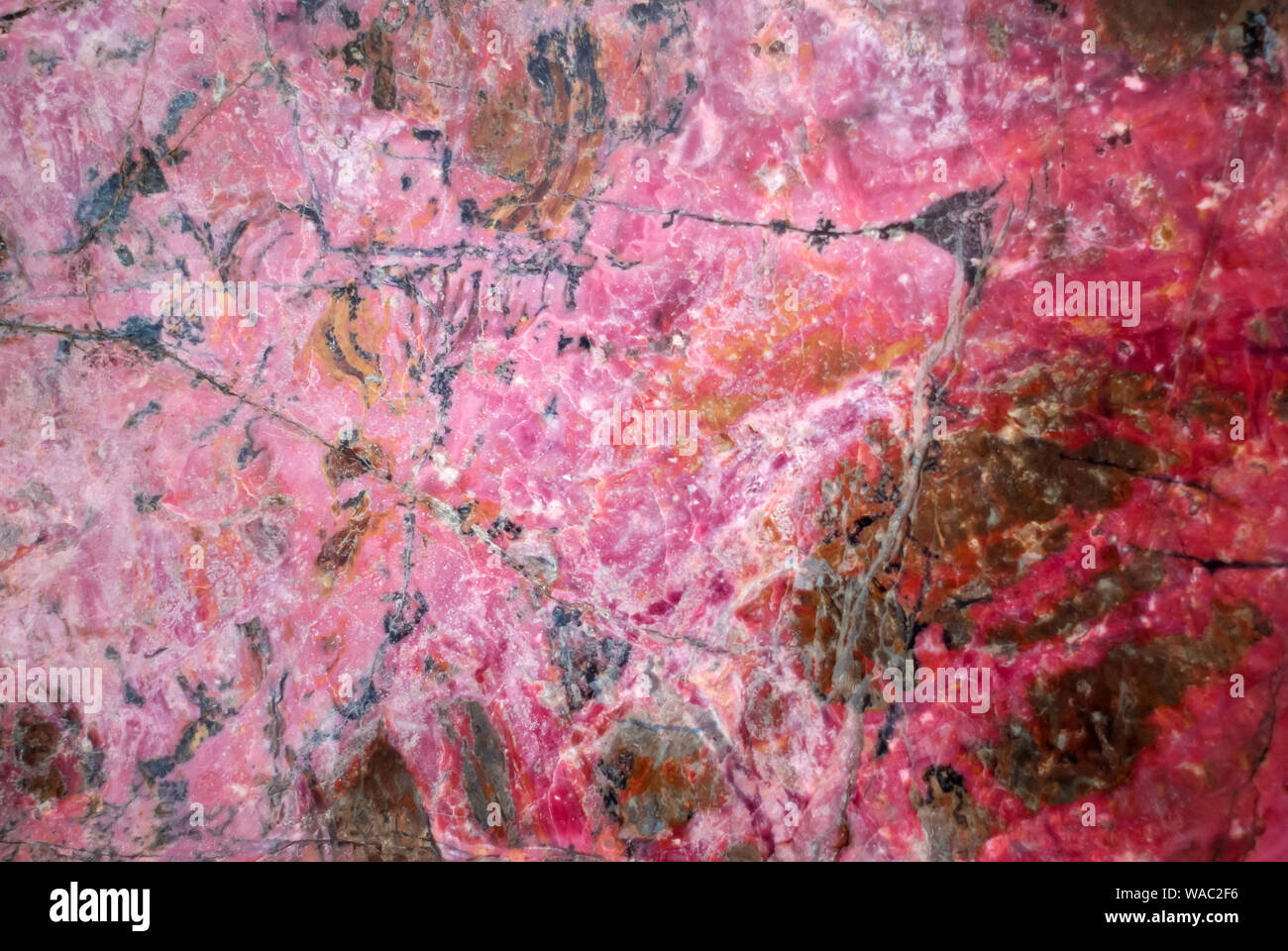 background, texture - natural pink rhodonite rock surface Stock Photo ...