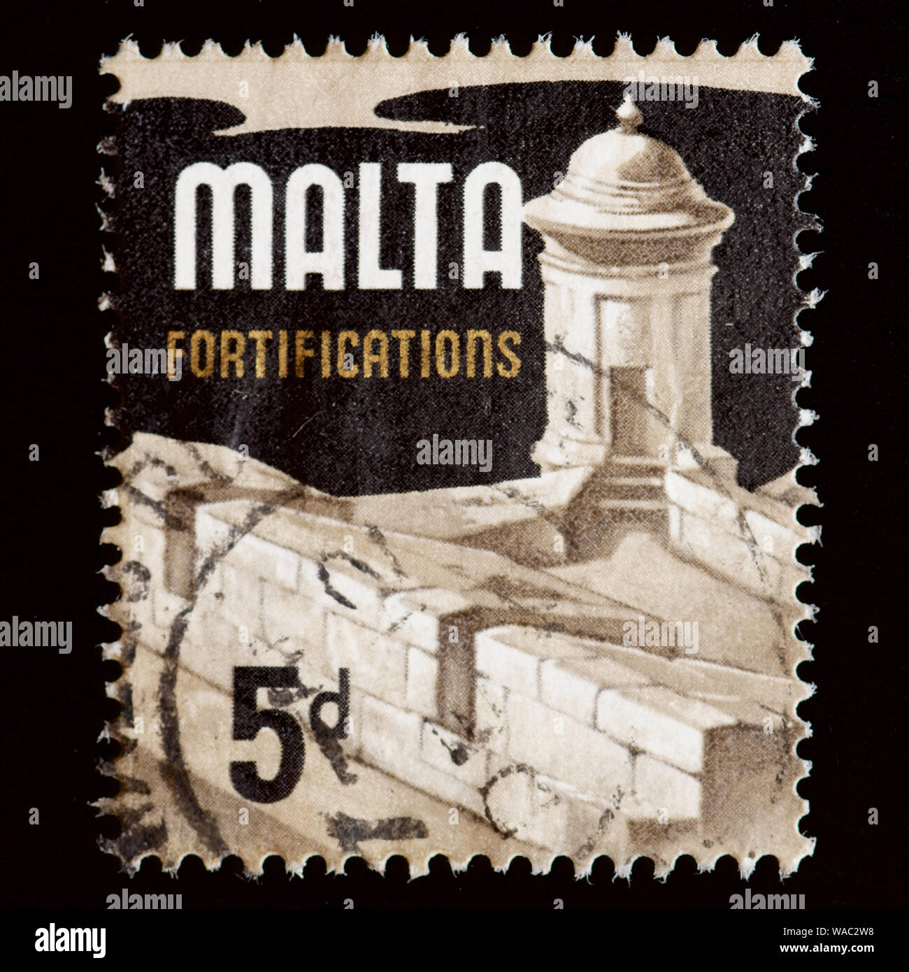 Malta Postage Stamp - Fortifications Stock Photo - Alamy