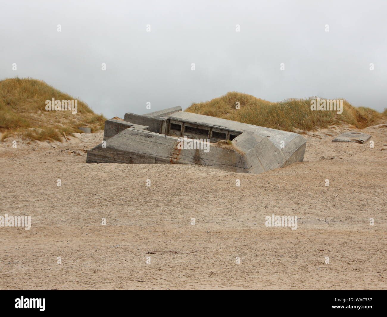 Large German Bunker fra WW2 at Coast of Denmark buried in Sand on the ...