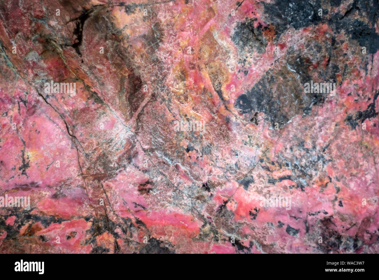 background, texture - natural pink rhodonite rock surface Stock Photo ...