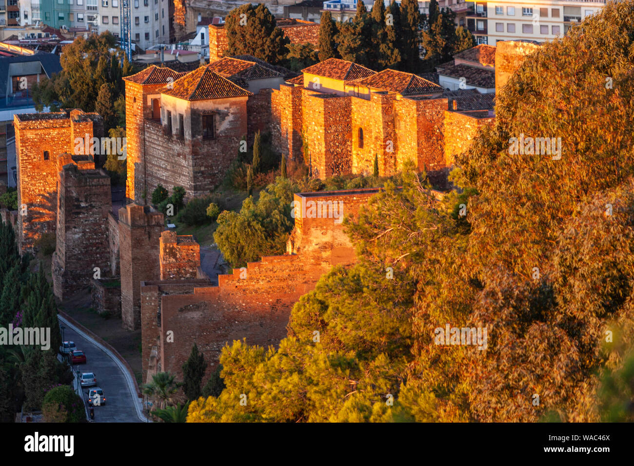 Alcazaba view from Parador de Málaga Gibralfaro, Andalucia, Spain Stock ...