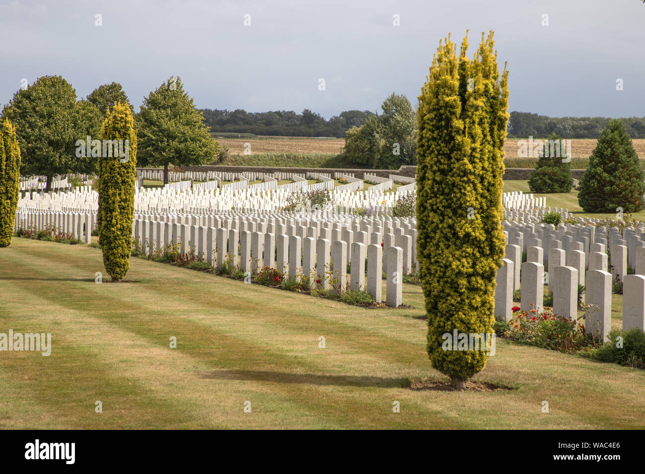 cabaret rouge british cemetery from world war 1 near Arras France with ...