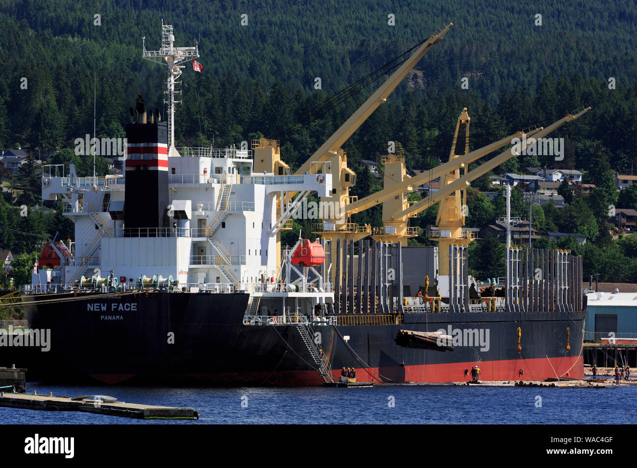 Loading logs on ship, Port Alberni, Vancouver Island, British Columbia ...