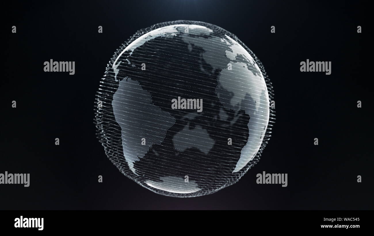 Motion Particle Earth Digital Business Concept. World Map Landscape ...