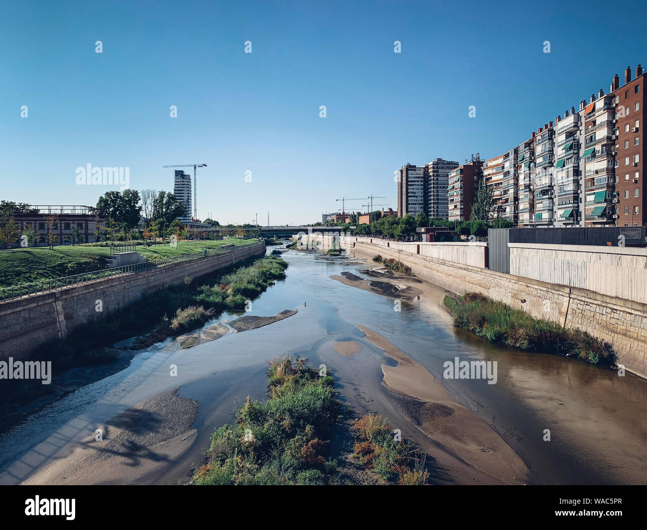 Manzanares River crossing through the capital of Spain, Madrid Stock ...