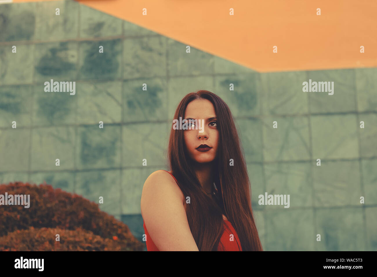 Outdoor portrait of european hispanic girl Stock Photo - Alamy