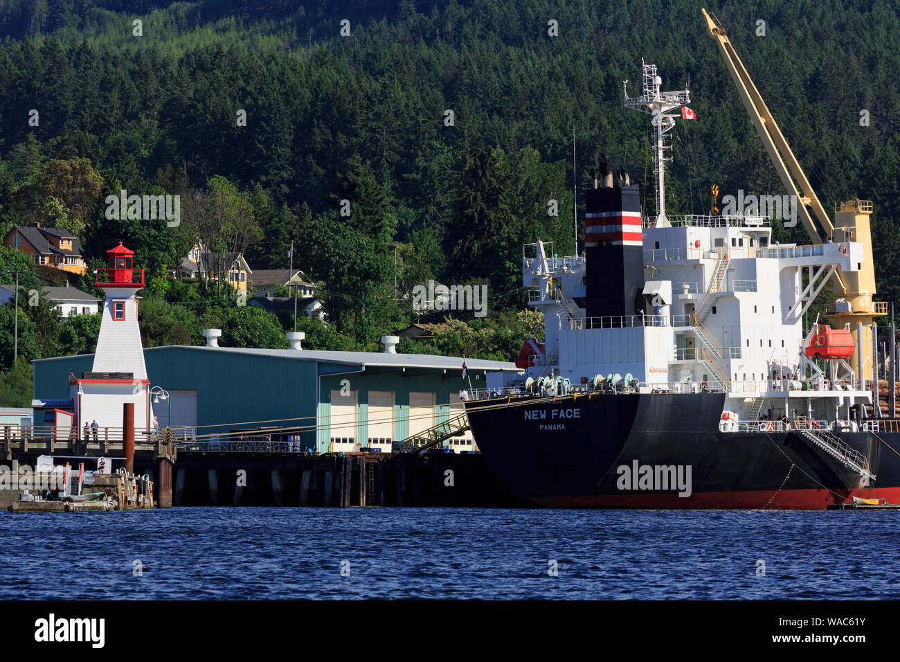 Loading logs on ship, Port Alberni, Vancouver Island, British Columbia ...