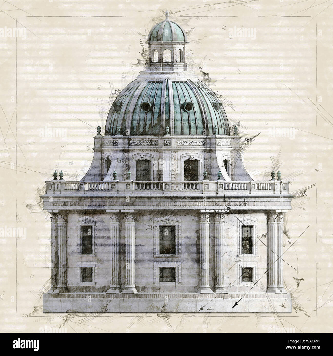 3D Illustration of a fictional Renaissance Building Stock Photo - Alamy