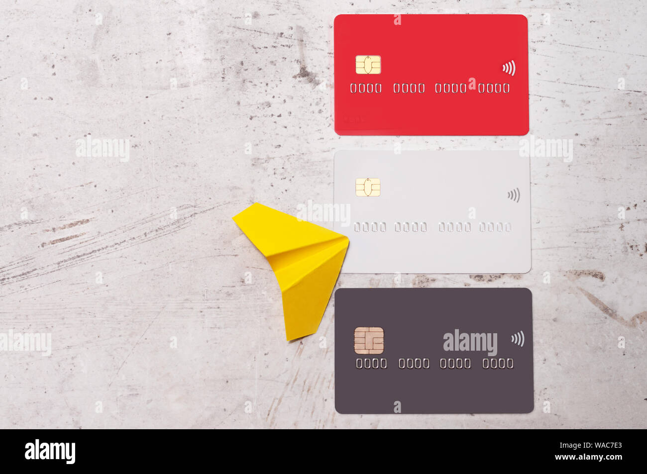 Three bank cards on a light background Stock Photo - Alamy