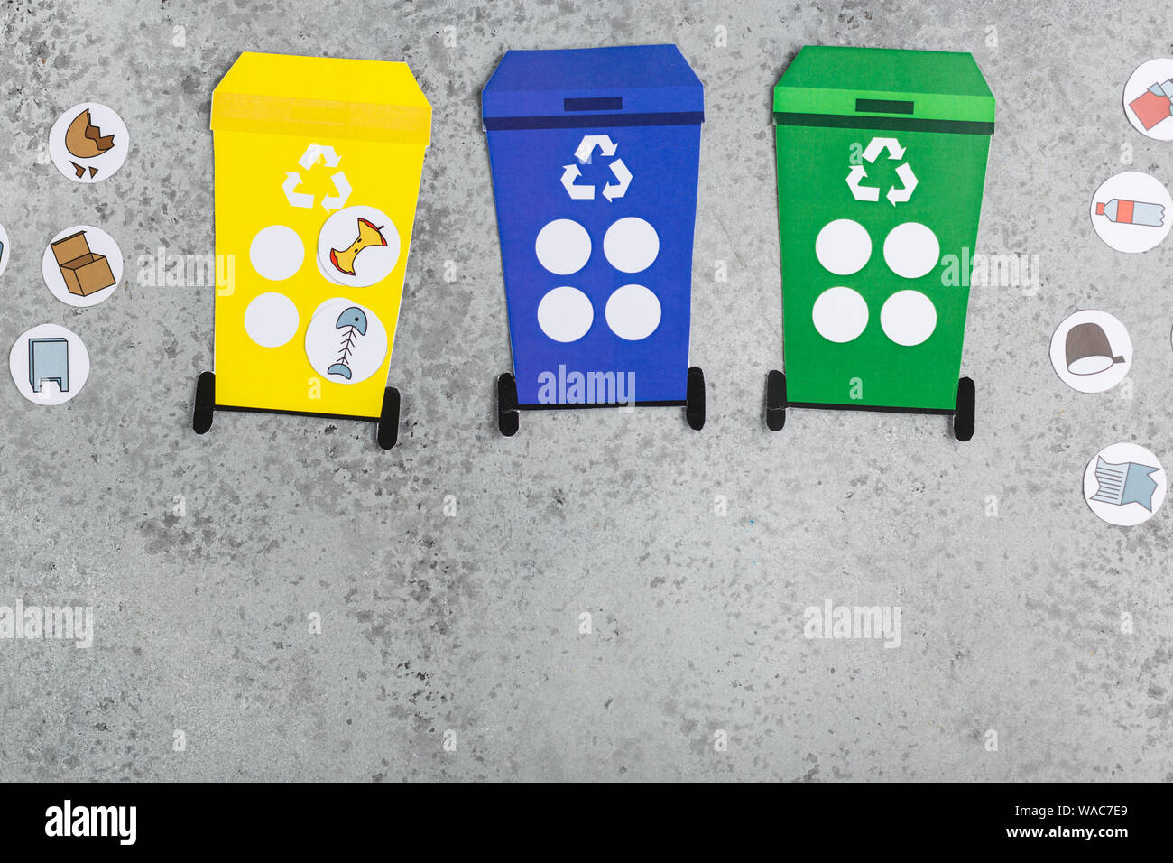 Recycling game design for children girl hands ecology education waste ...