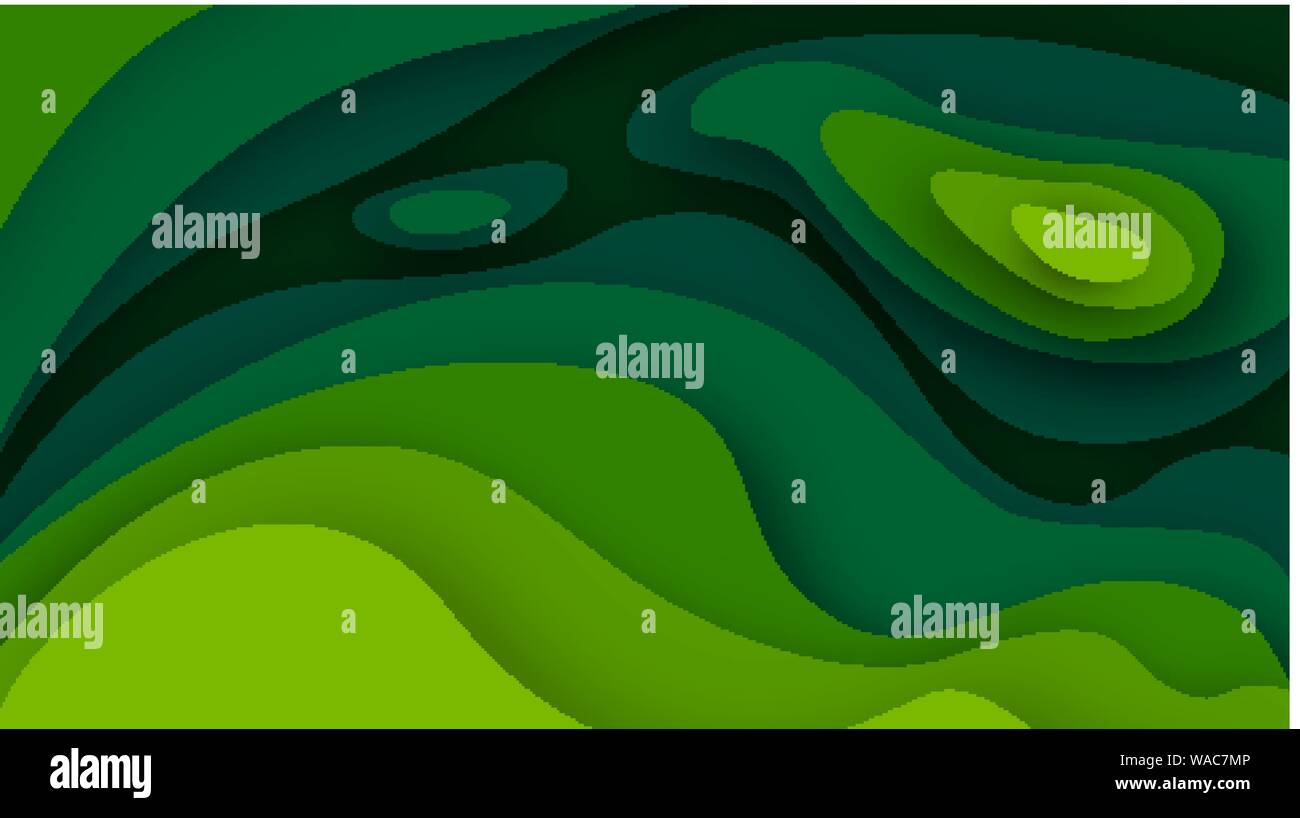 3D abstract background with green paper cut shapes. Vector design ...