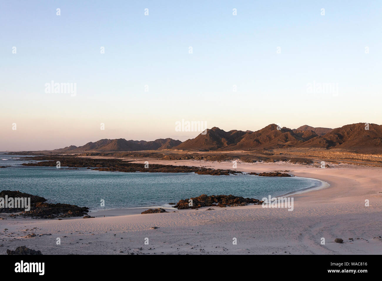 Sunset over beautiful beach on Masirah Island, Oman, Middle East Stock ...