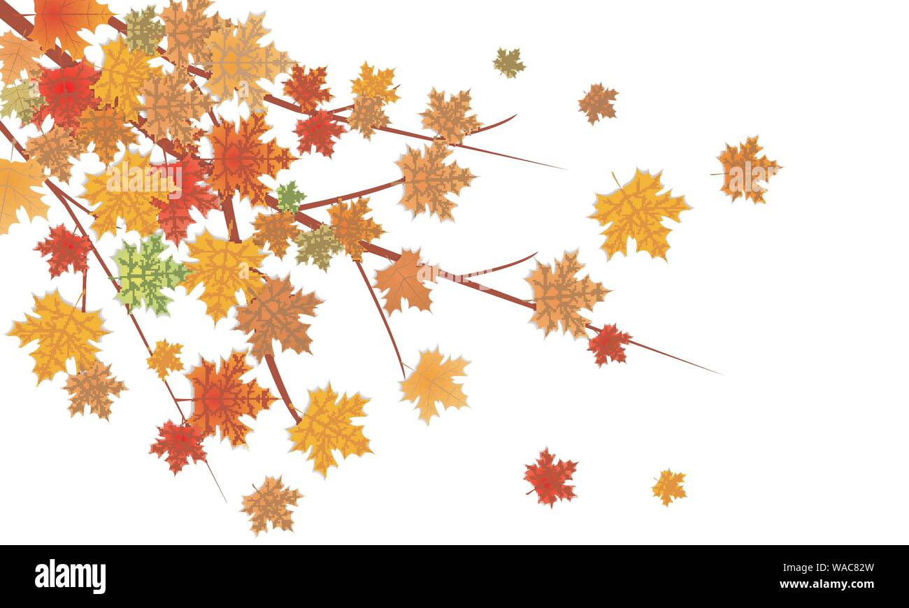 Autumn leaves branch. Empty room space for your design or text. Vector ...