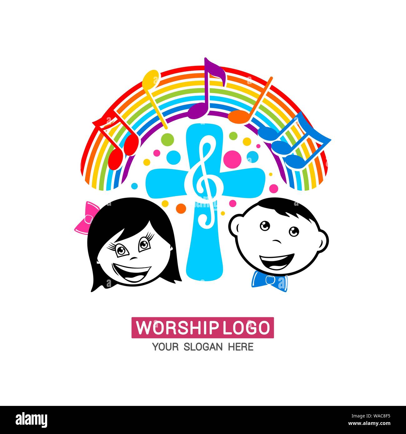 Worship logo. Children glorify God, sing glory and praise to Him Stock Vector Image & Art - Alamy