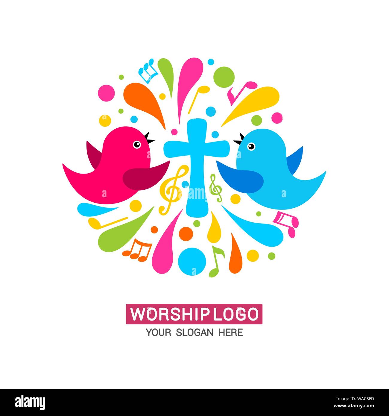 Family worship logo. The family glorifies God, sings to Him glory and praise Stock Vector Image ...