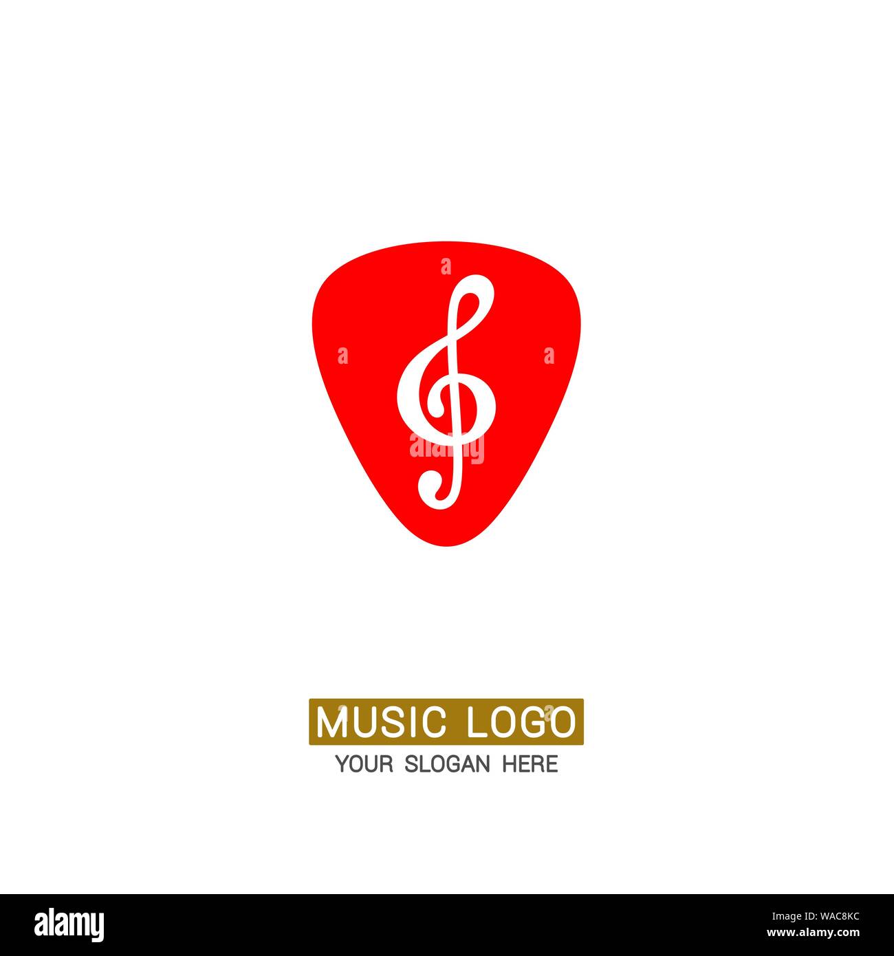 Music logo. Treble clef against the background of a guitar pick Stock ...