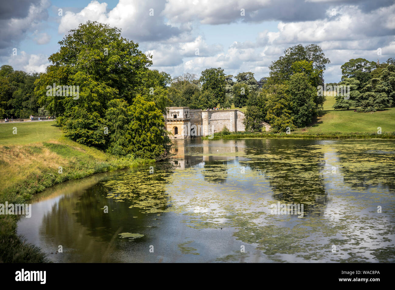 Blenheim Palace. Vanbrugh's Grand Bridge over the River Glyme ...
