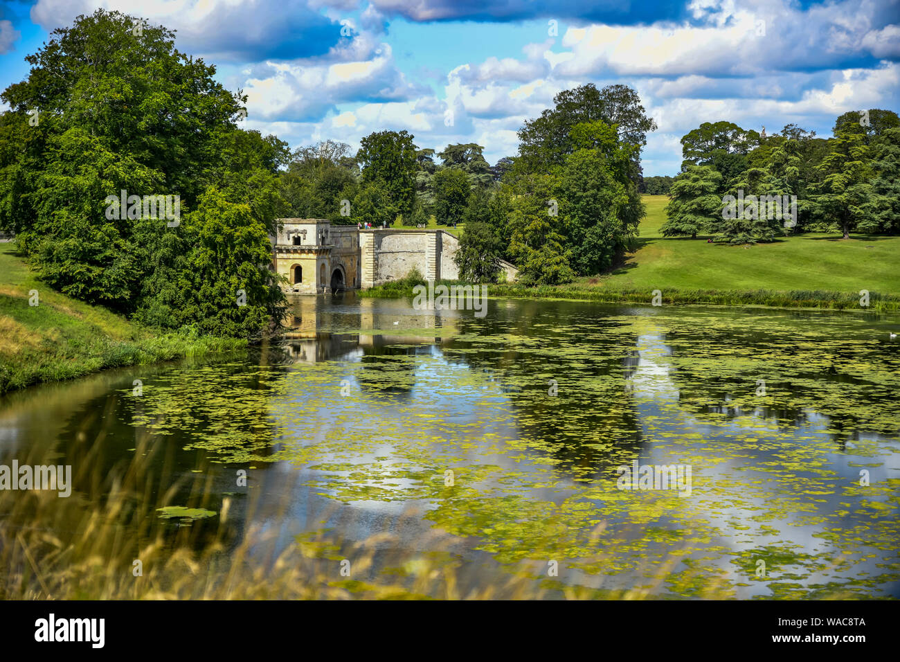 Blenheim Palace. Vanbrugh's Grand Bridge over the River Glyme ...