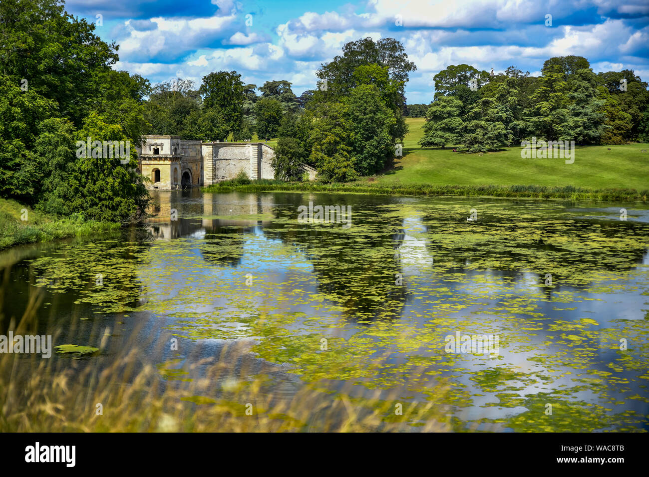 Blenheim Palace. Vanbrugh's Grand Bridge over the River Glyme ...