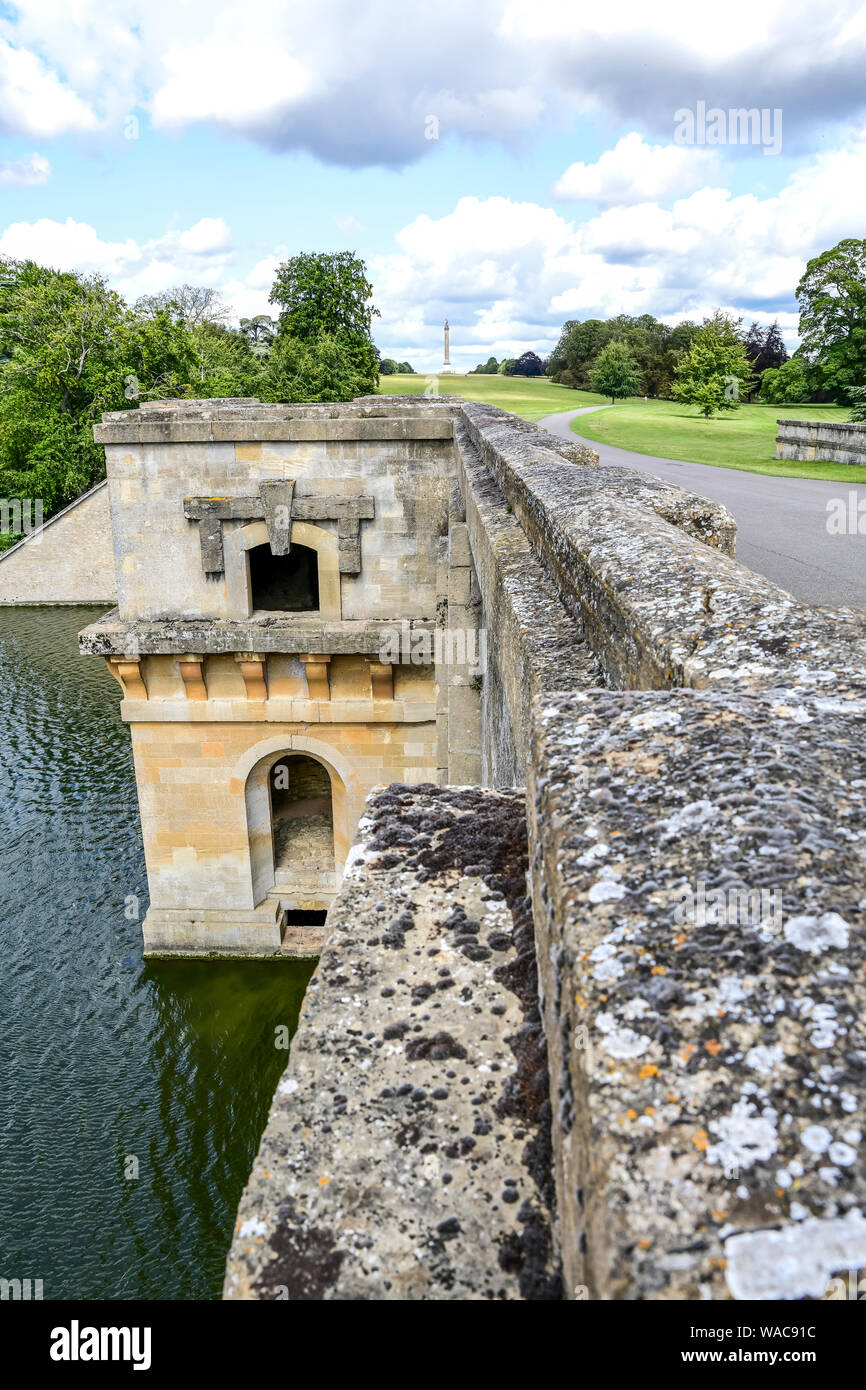 Blenheim Palace. Vanbrugh's Grand Bridge over the River Glyme ...