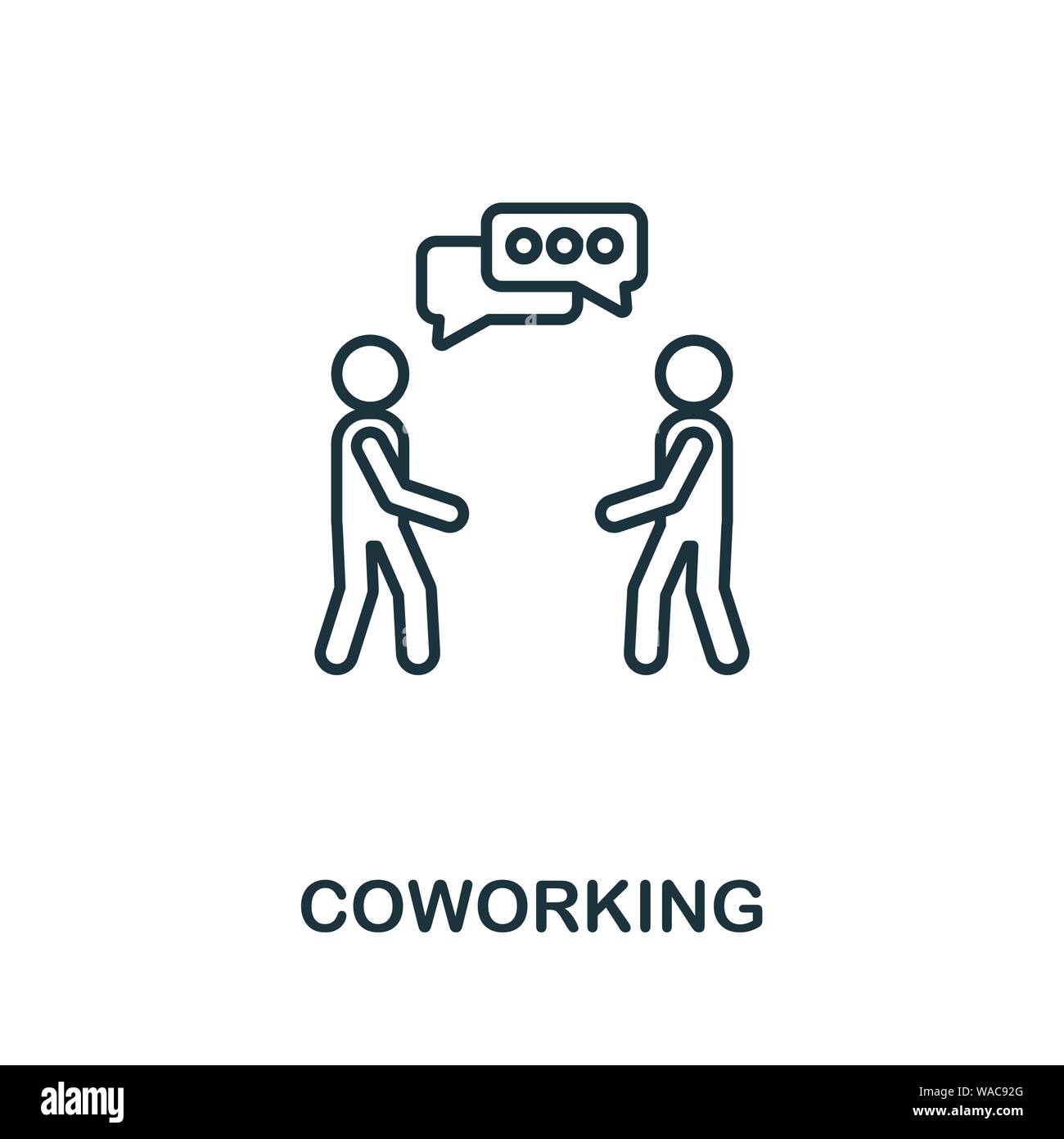 Coworking outline icon. Thin style design from startup icons collection ...