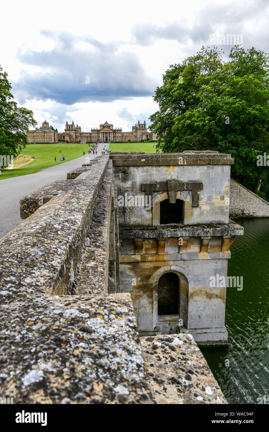 Blenheim Palace. Vanbrugh's Grand Bridge over the River Glyme ...