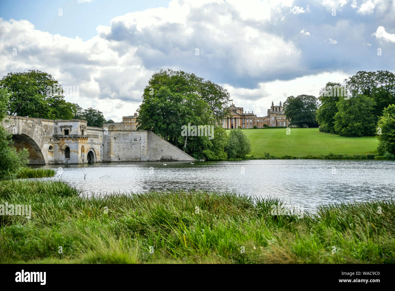 Blenheim Palace. Vanbrugh's Grand Bridge over the River Glyme ...