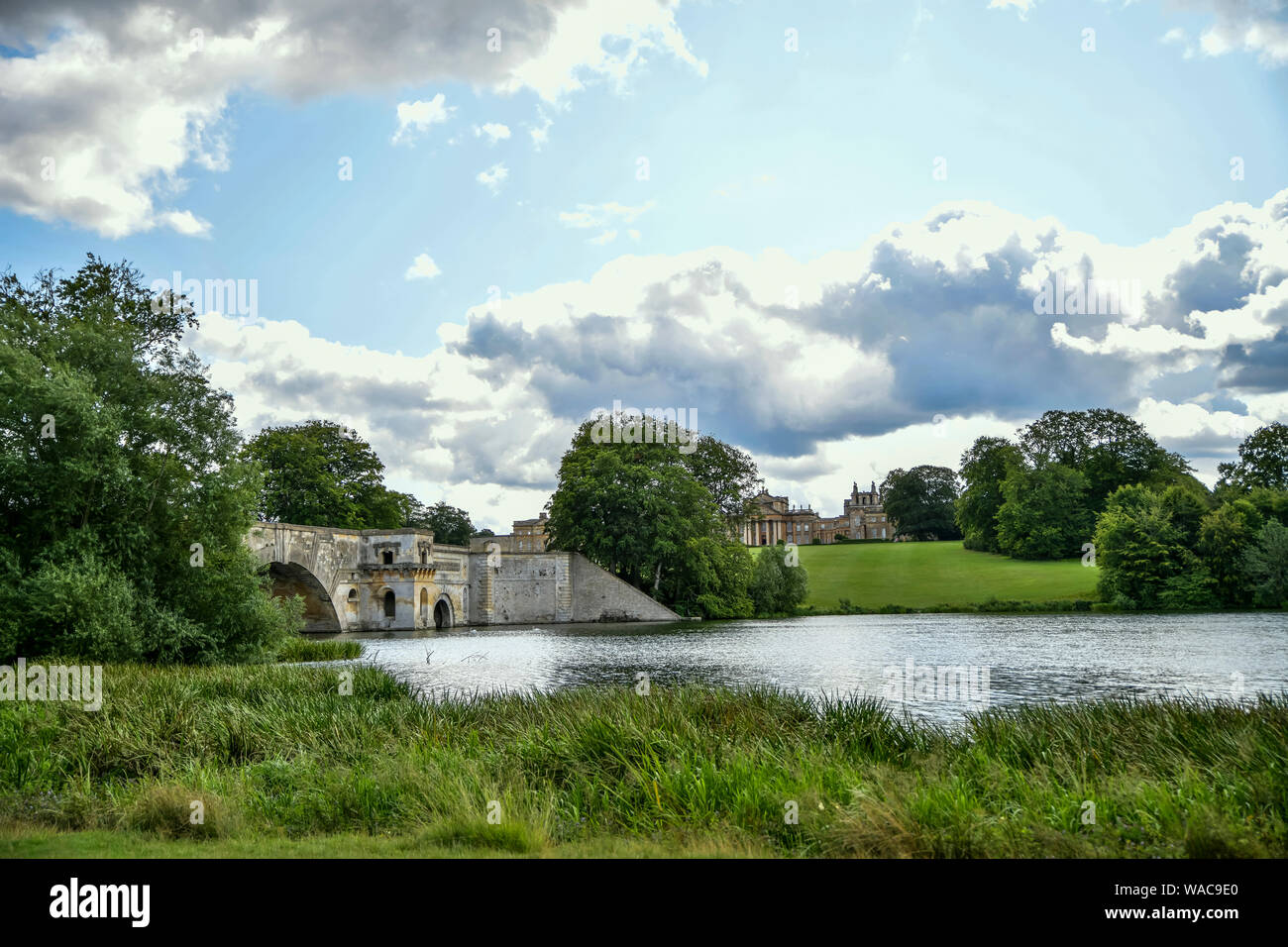 Blenheim Palace. Vanbrugh's Grand Bridge over the River Glyme ...