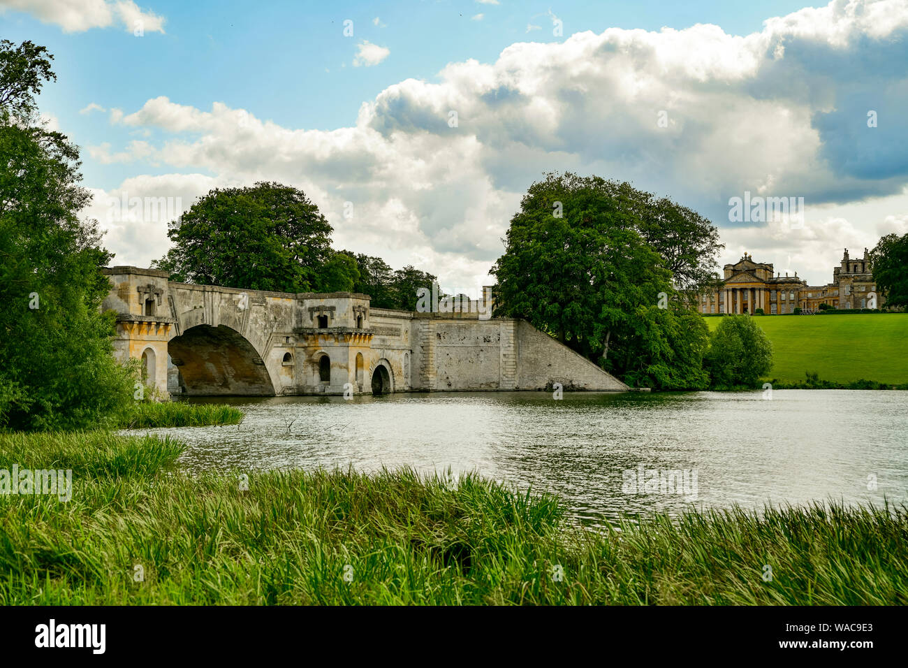 Blenheim Palace. Vanbrugh's Grand Bridge over the River Glyme ...