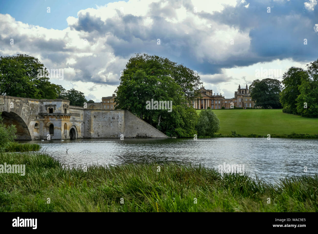 Blenheim Palace. Vanbrugh's Grand Bridge over the River Glyme ...