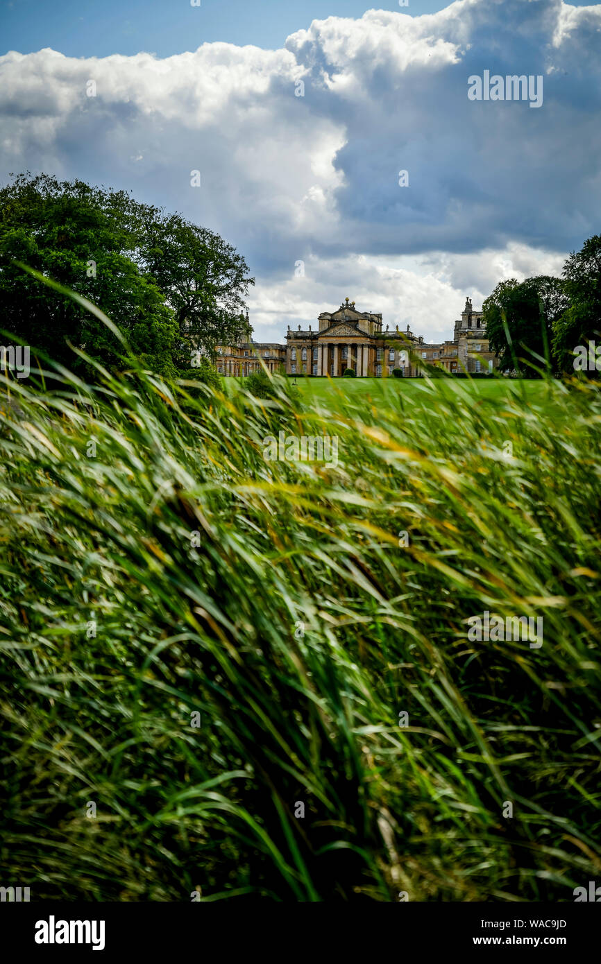 Blenheim Palace. View of Blenheim palace from reeds along The River ...