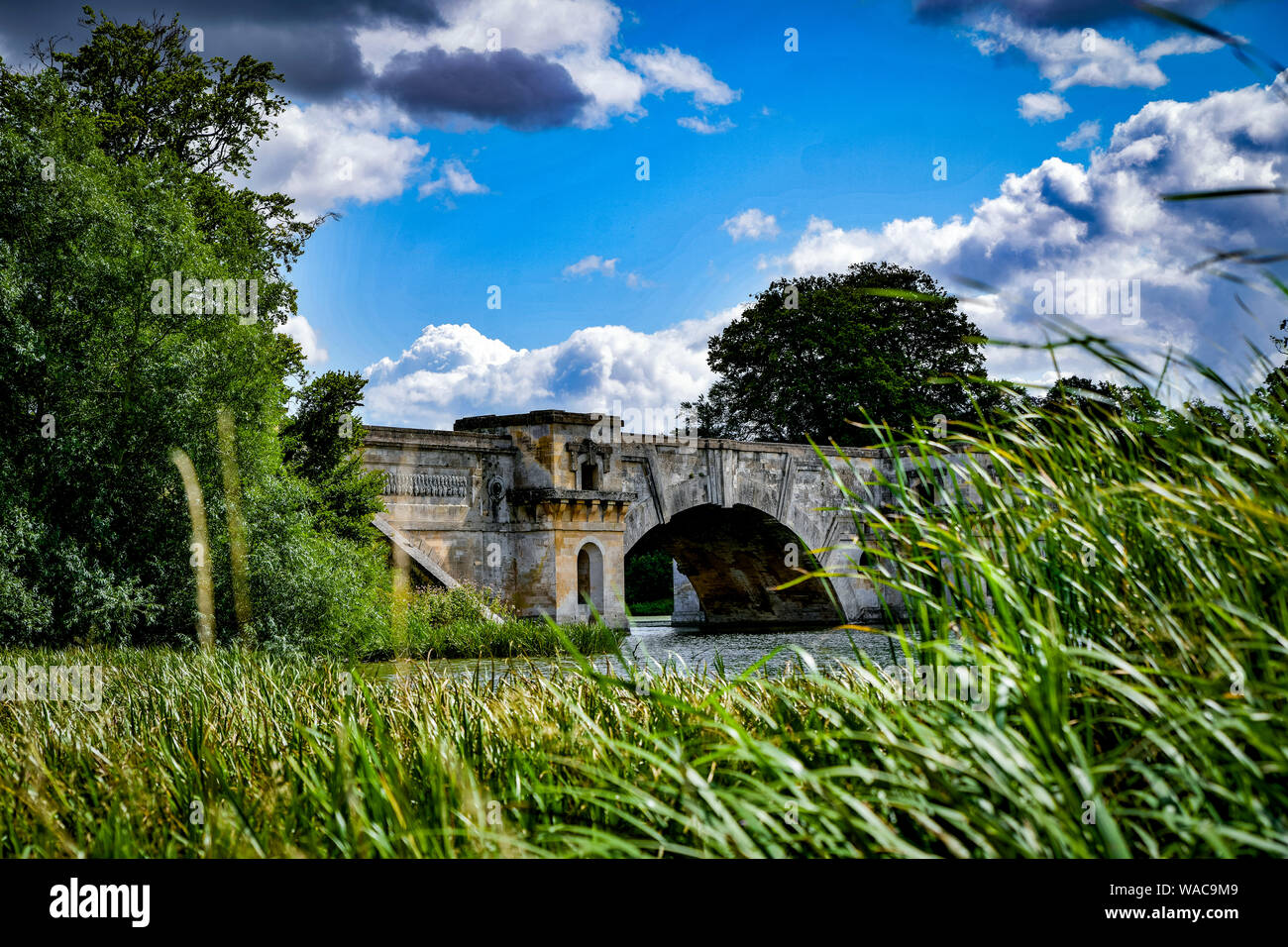 Blenheim Palace. Vanbrugh's Grand Bridge over the River Glyme ...