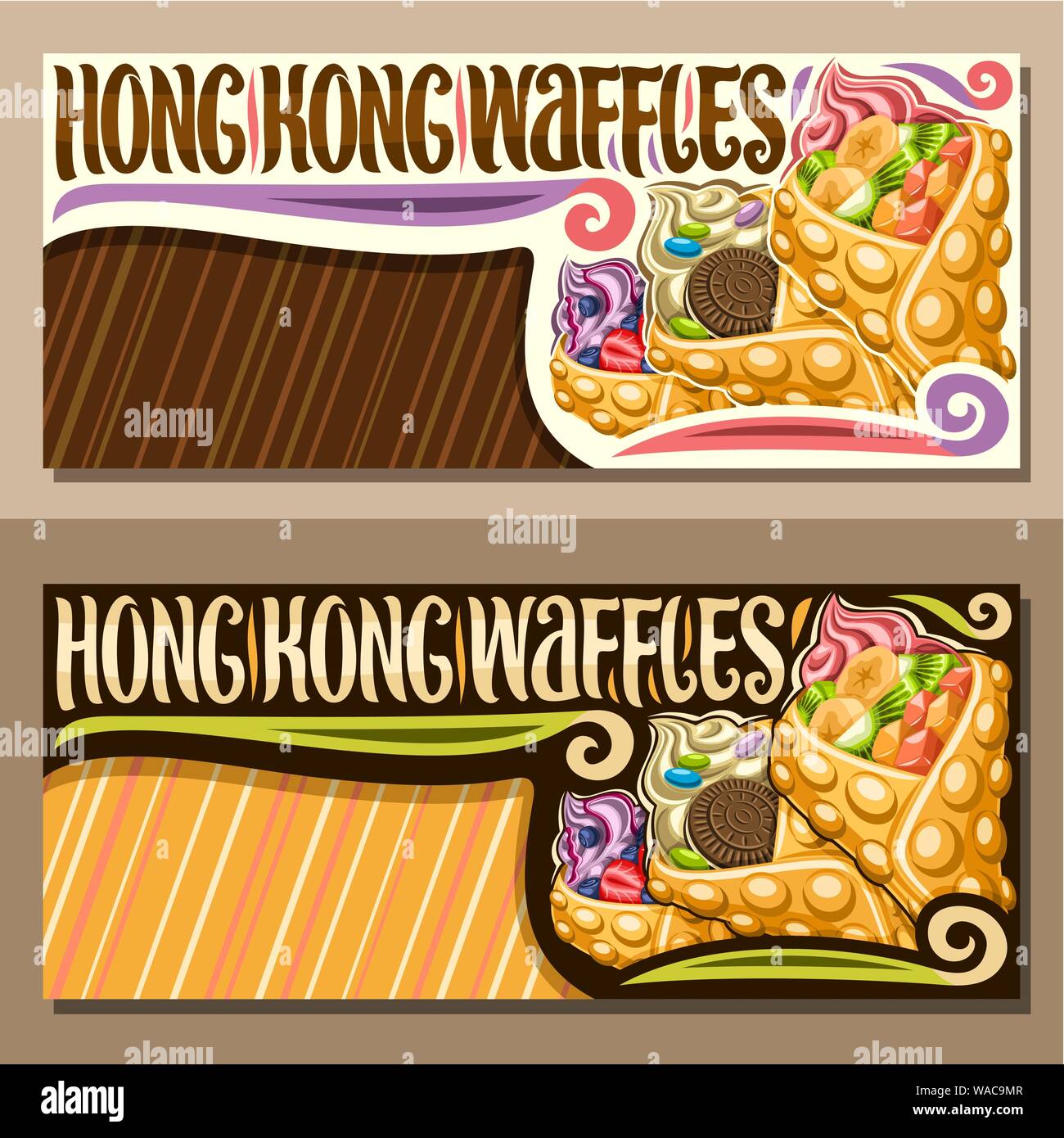 Vector banners for Hong Kong Waffle with copy space, 3 different bubble ...